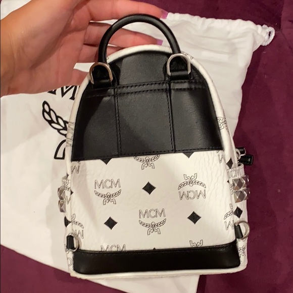 MCM | Bags | Mcm Logo White Mini Backpack | Poshmark